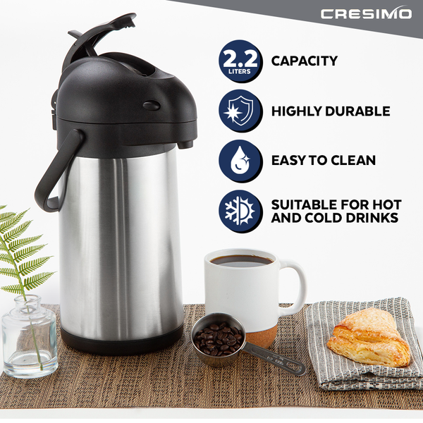 Cresimo 74 Oz (2.2L) Stainless Steel Thermal Airpot